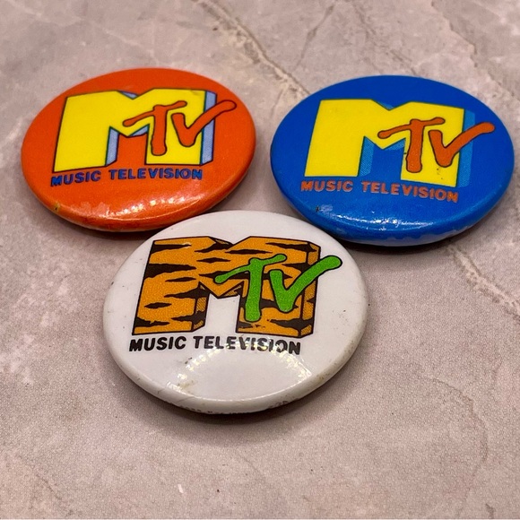 MTV | Other | 3 Vintage Mtv Vibrant Iconic Logo Pin Back Button Set Of ...